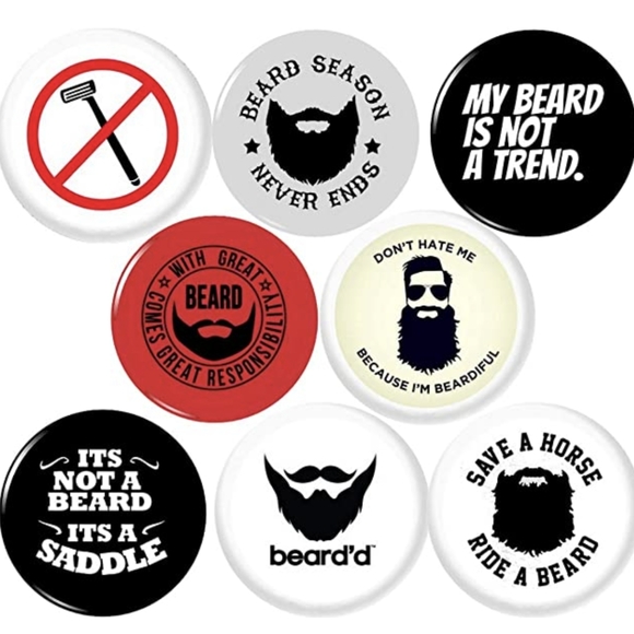 Accessories | Beard Culture 8 New 1 Inch 25mm Set Of 8 Pinback Buttons ...